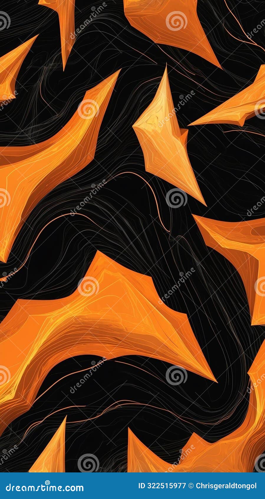 Abstract Orange Lightning Design in Black Ai Generated Stock ...