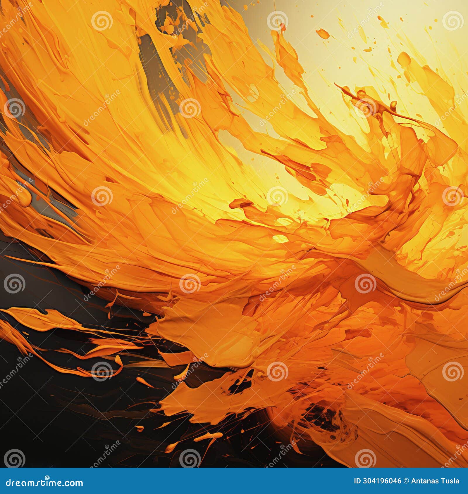 Abstract Orange Liquid Art - Neon Glass with Dynamic Splashes and ...