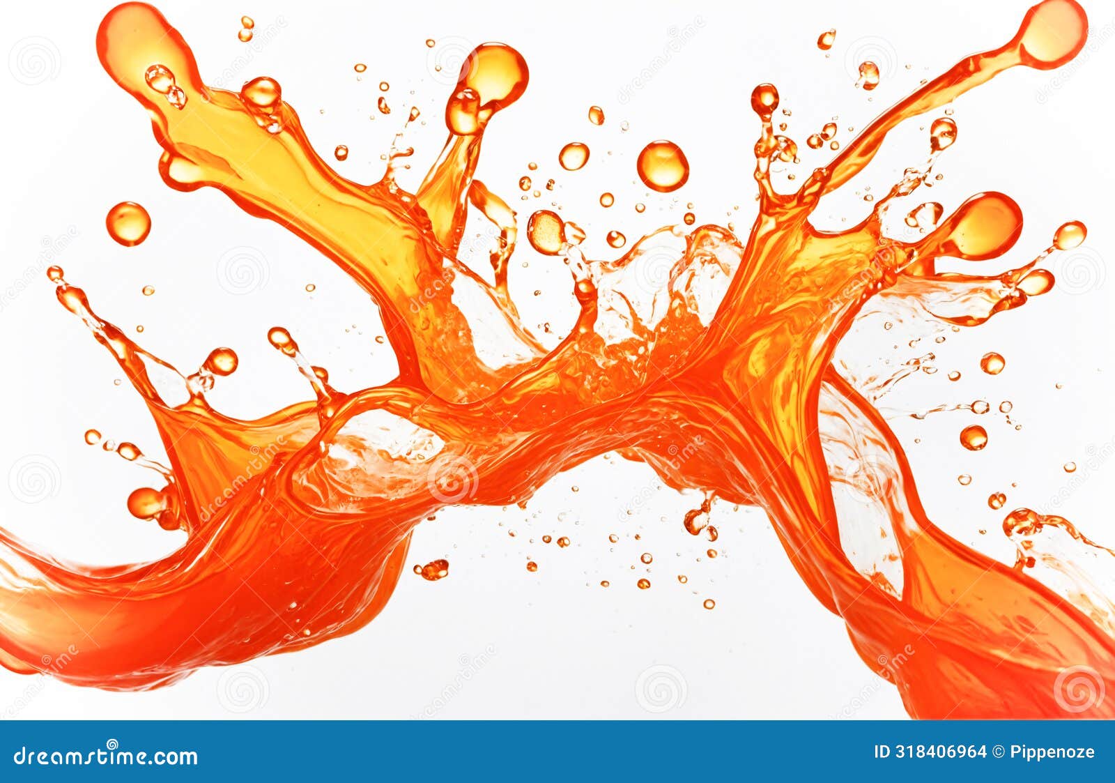 Abstract Orange Liquid Splashing on White Background Stock Illustration ...