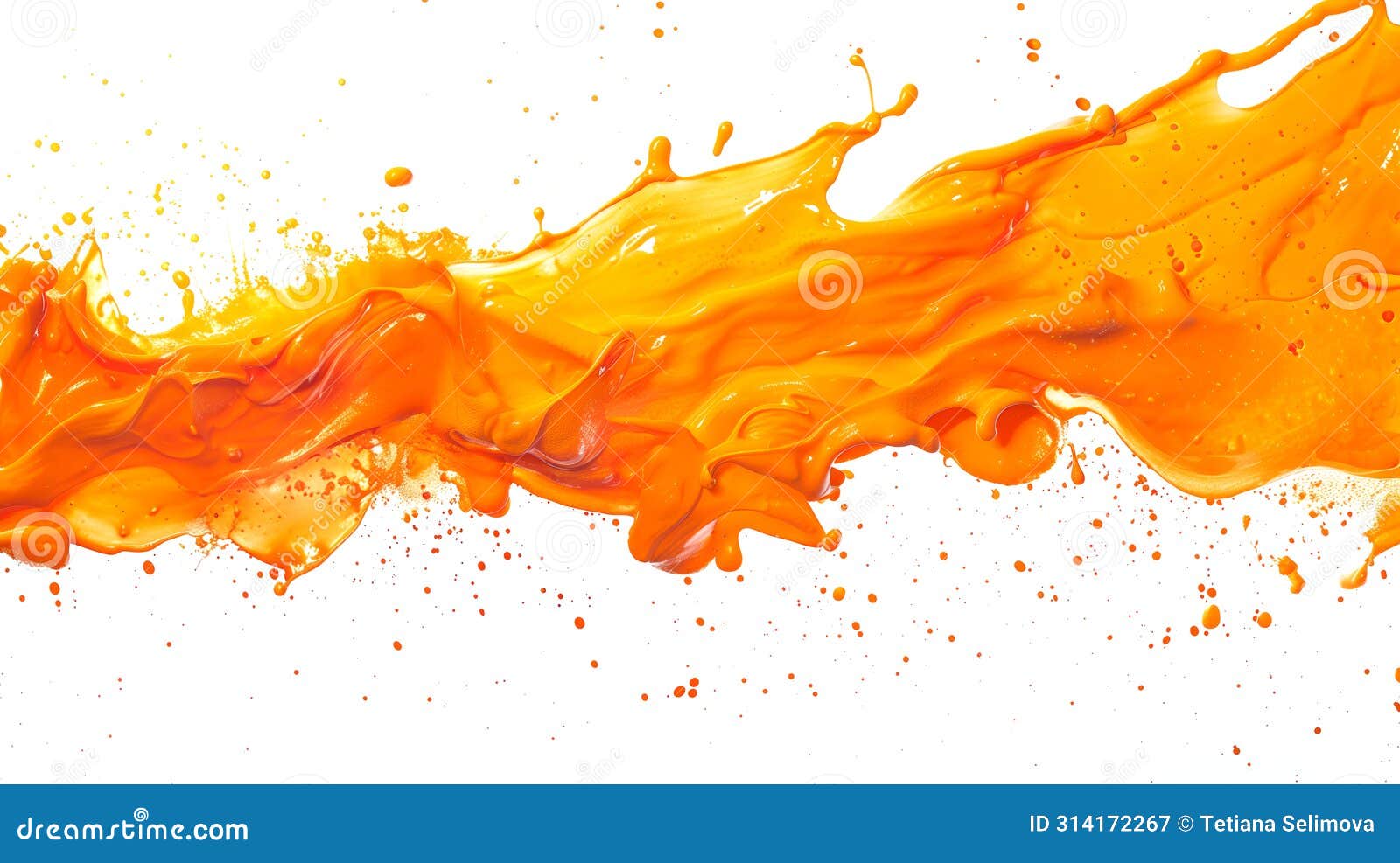 Abstract Orange Paint Splashes, Spots Isolated on White Background ...