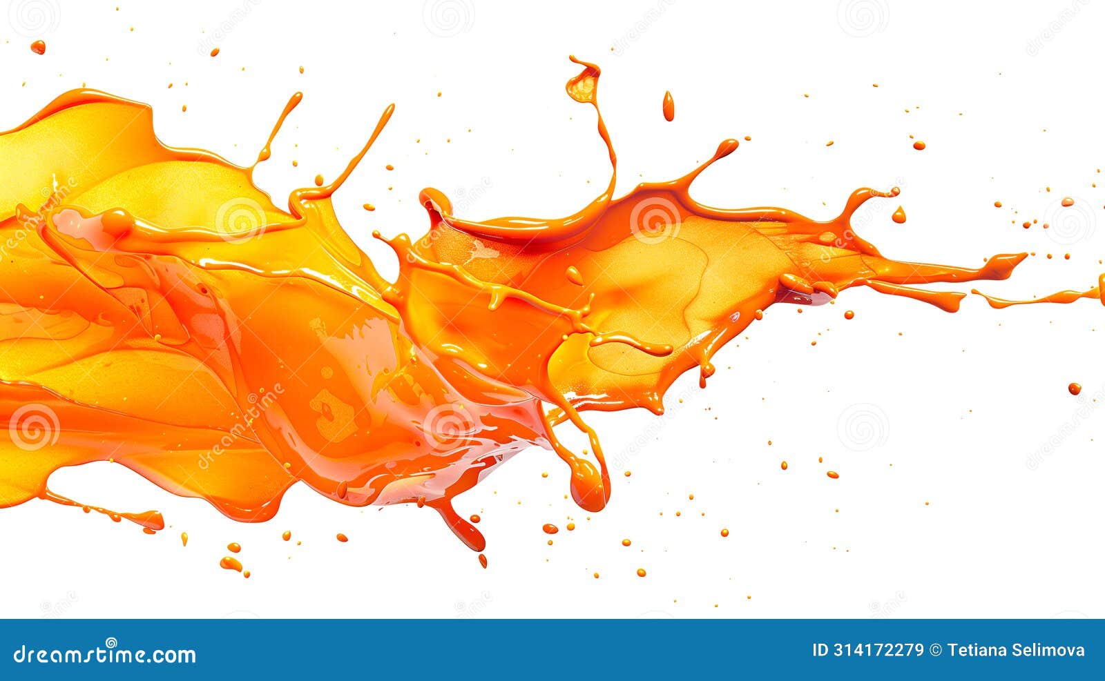 Abstract Orange Paint Splashes, Spots Isolated on White Background ...
