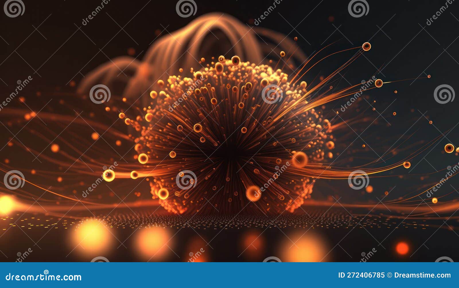 Abstract Orange Particles of Optical Fiber Stock Illustration ...