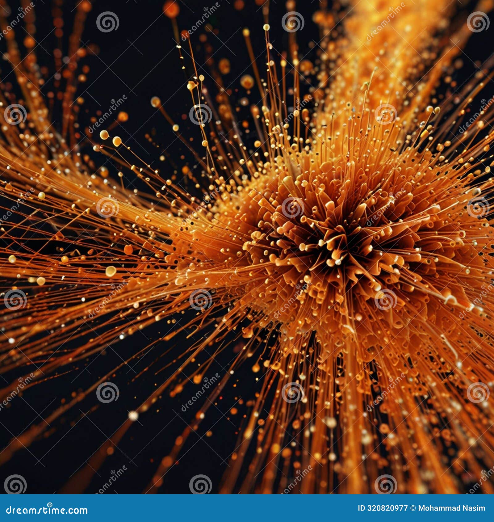 Abstract Orange Particles of Optical Fiber 3d Illustration Stock ...