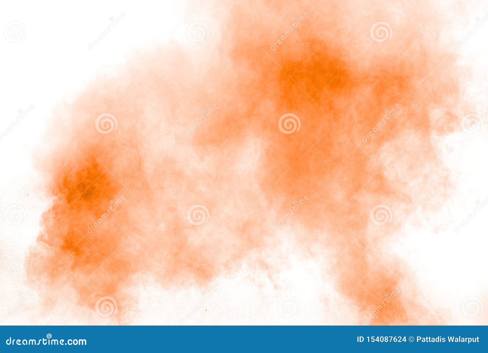 Abstract Orange Powder Explosion on White Background. Freeze Motion of ...