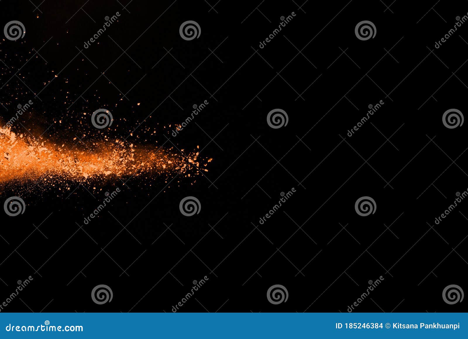Orange Powder Explosion on Black Background. Stock Photo - Image of ...