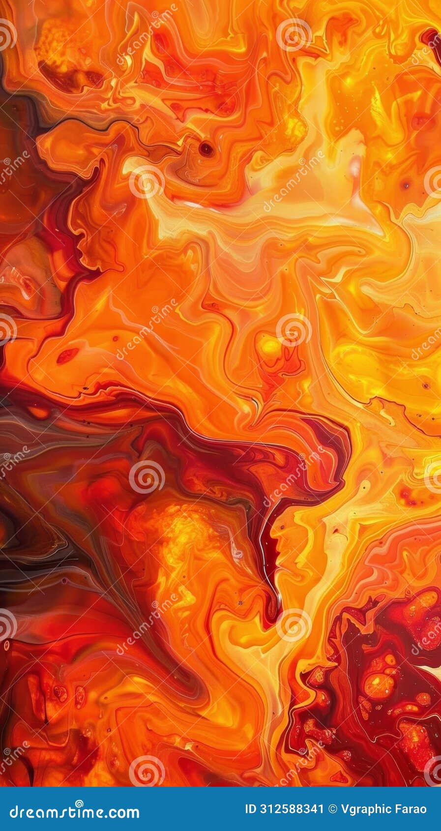 Abstract Orange and Red Fluid Art Painting Stock Image - Image of ...