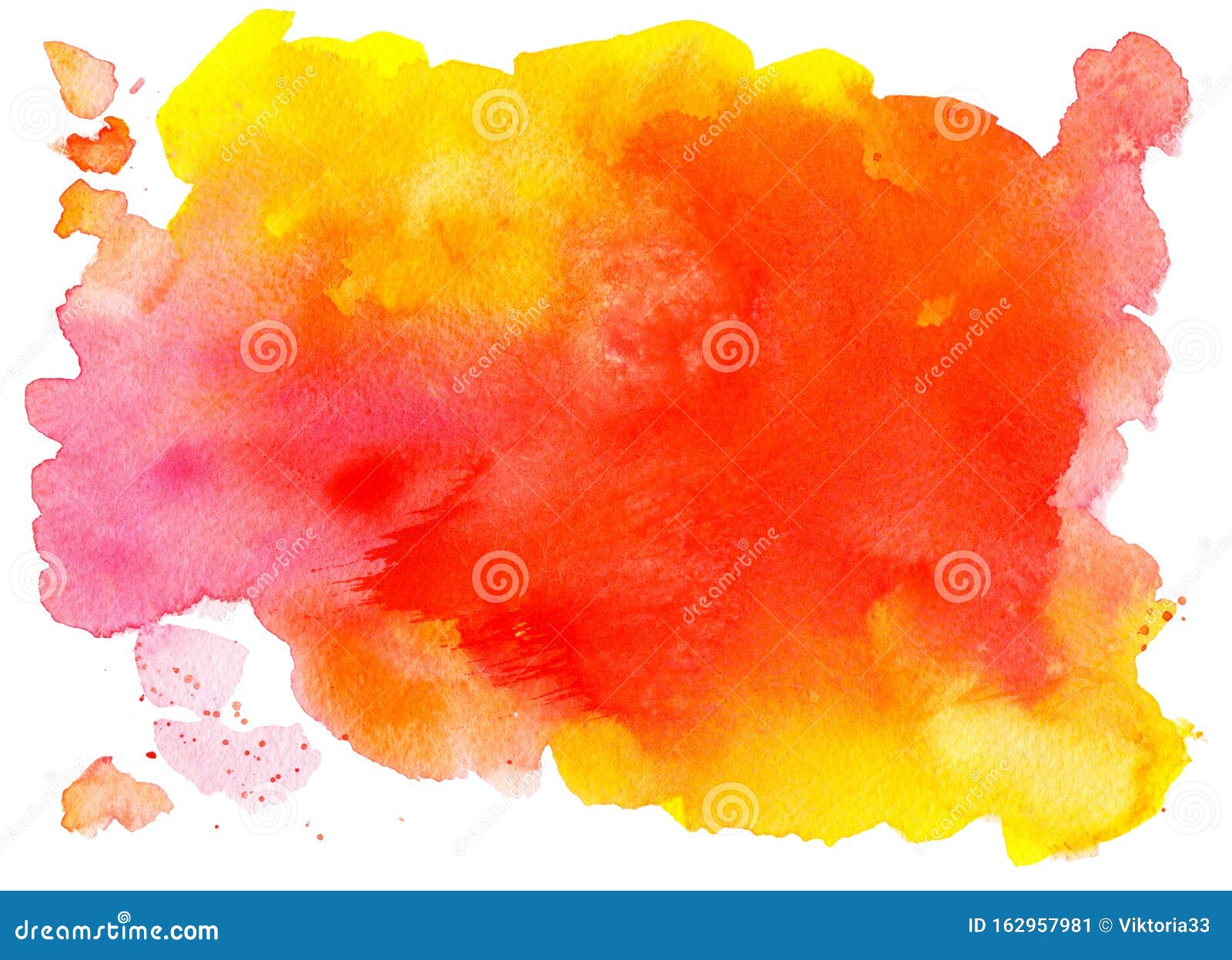 Abstract Orange Red Watercolor Textured Background on a White Isolated ...