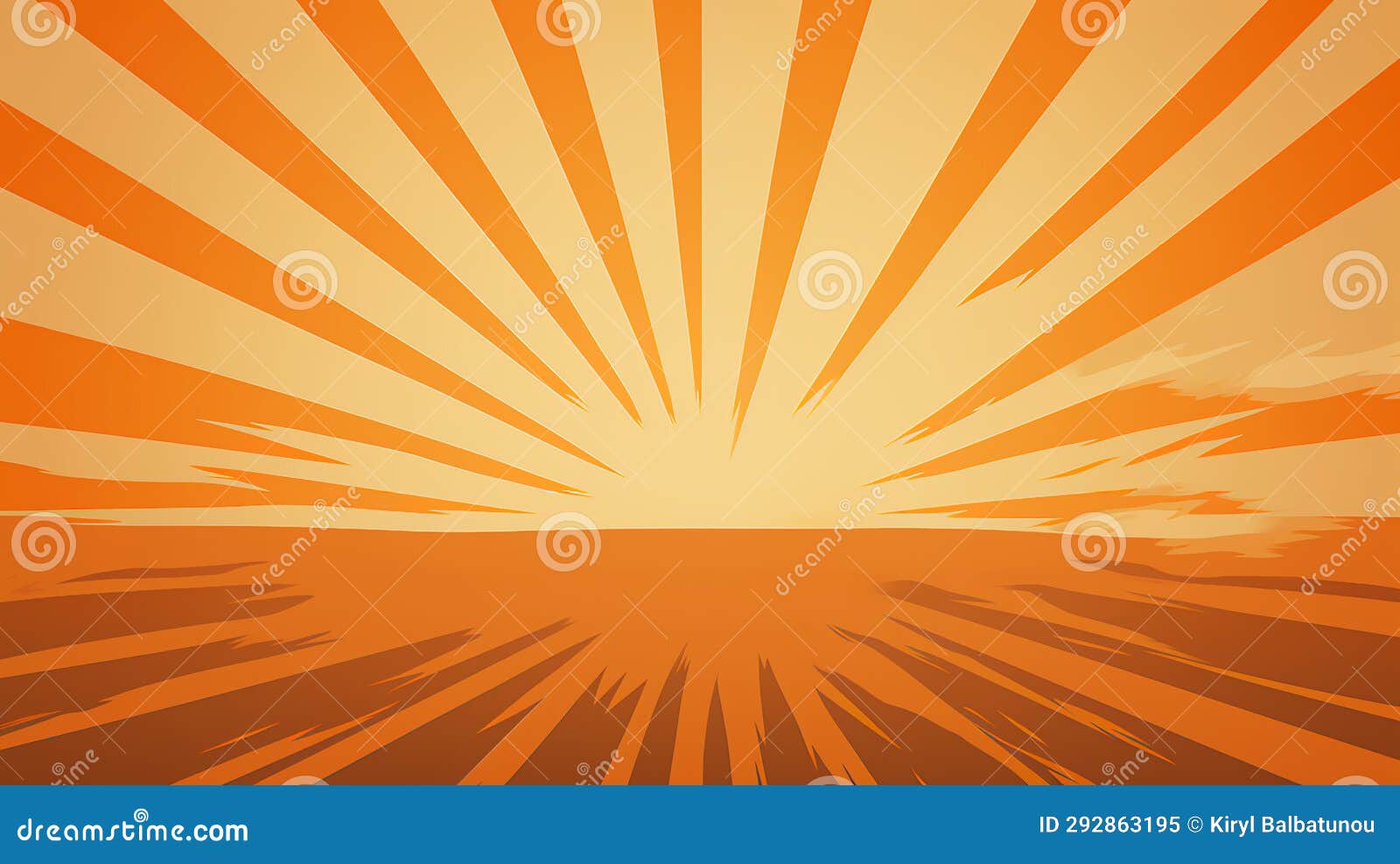 Abstract Orange Retro Sun Rays on Sky Stock Illustration - Illustration ...