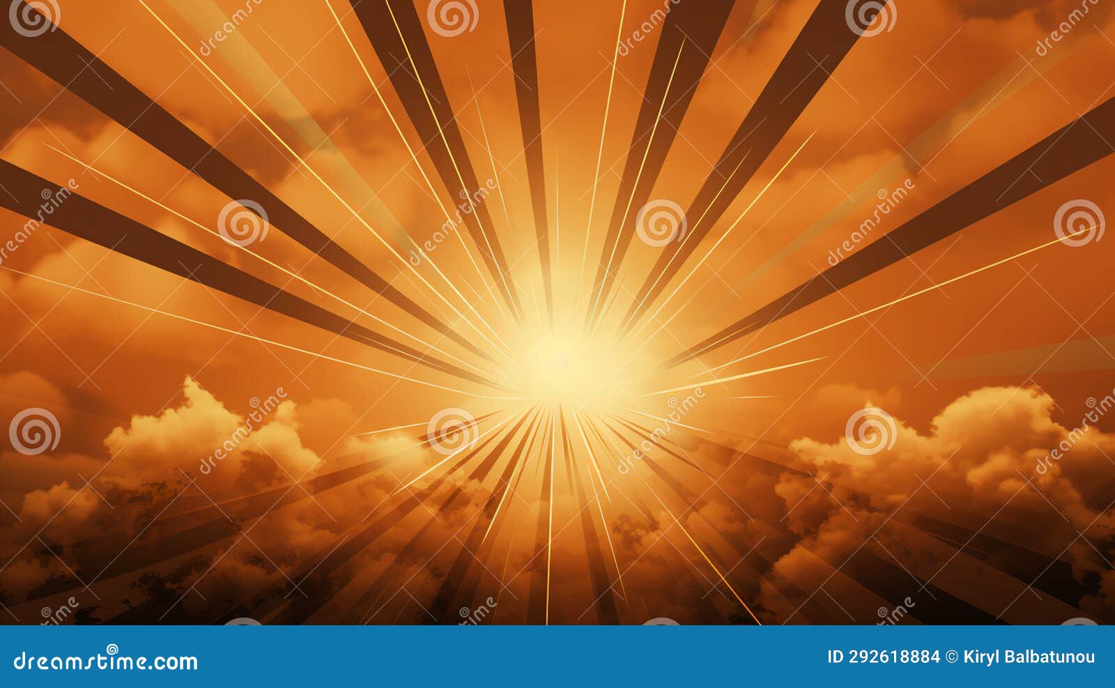 Abstract Orange Retro Sun Rays on Sky Stock Illustration - Illustration ...