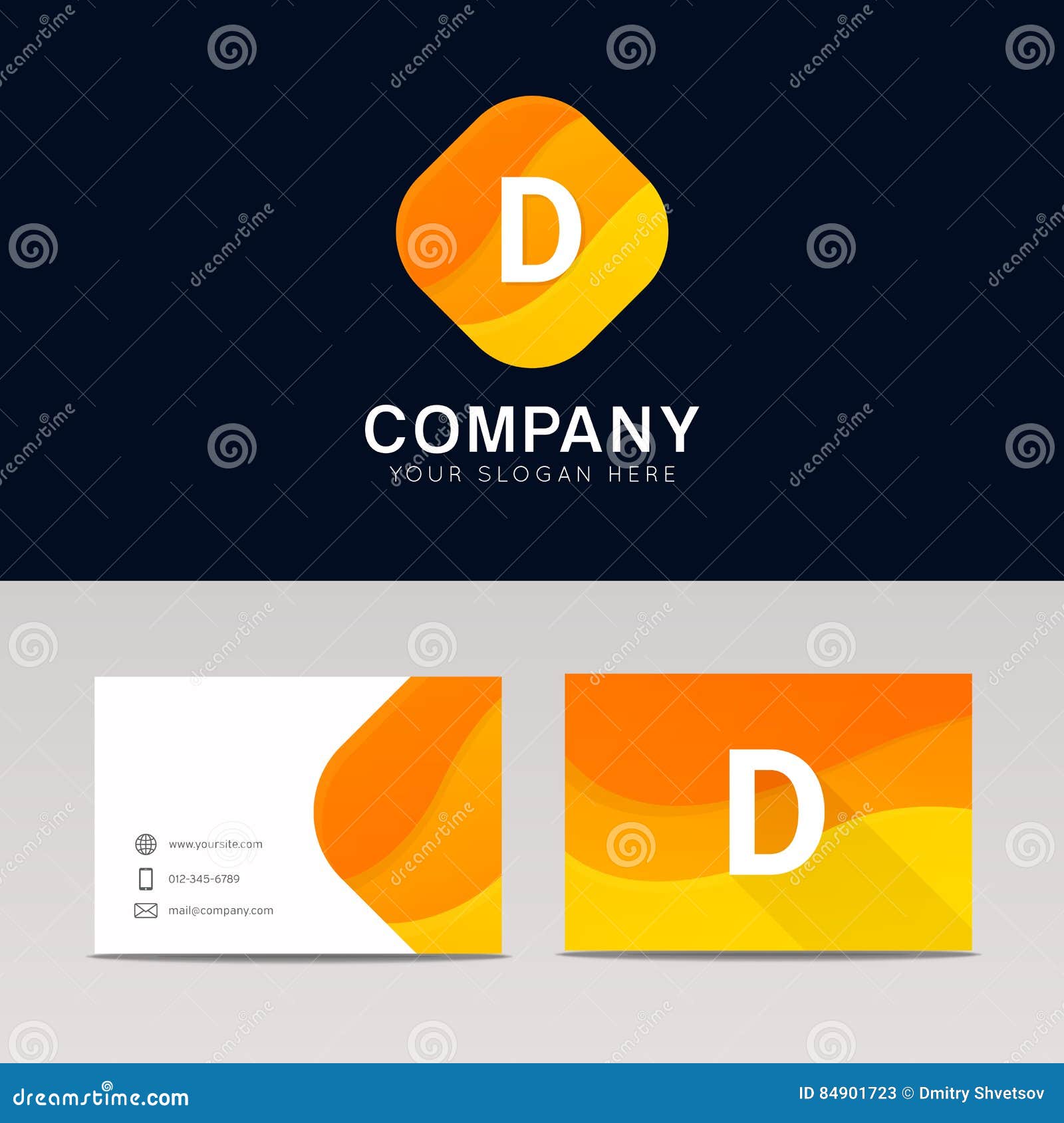 Abstract Orange Rhombus Shape D Icon Letter Logo Element Vector Stock ...