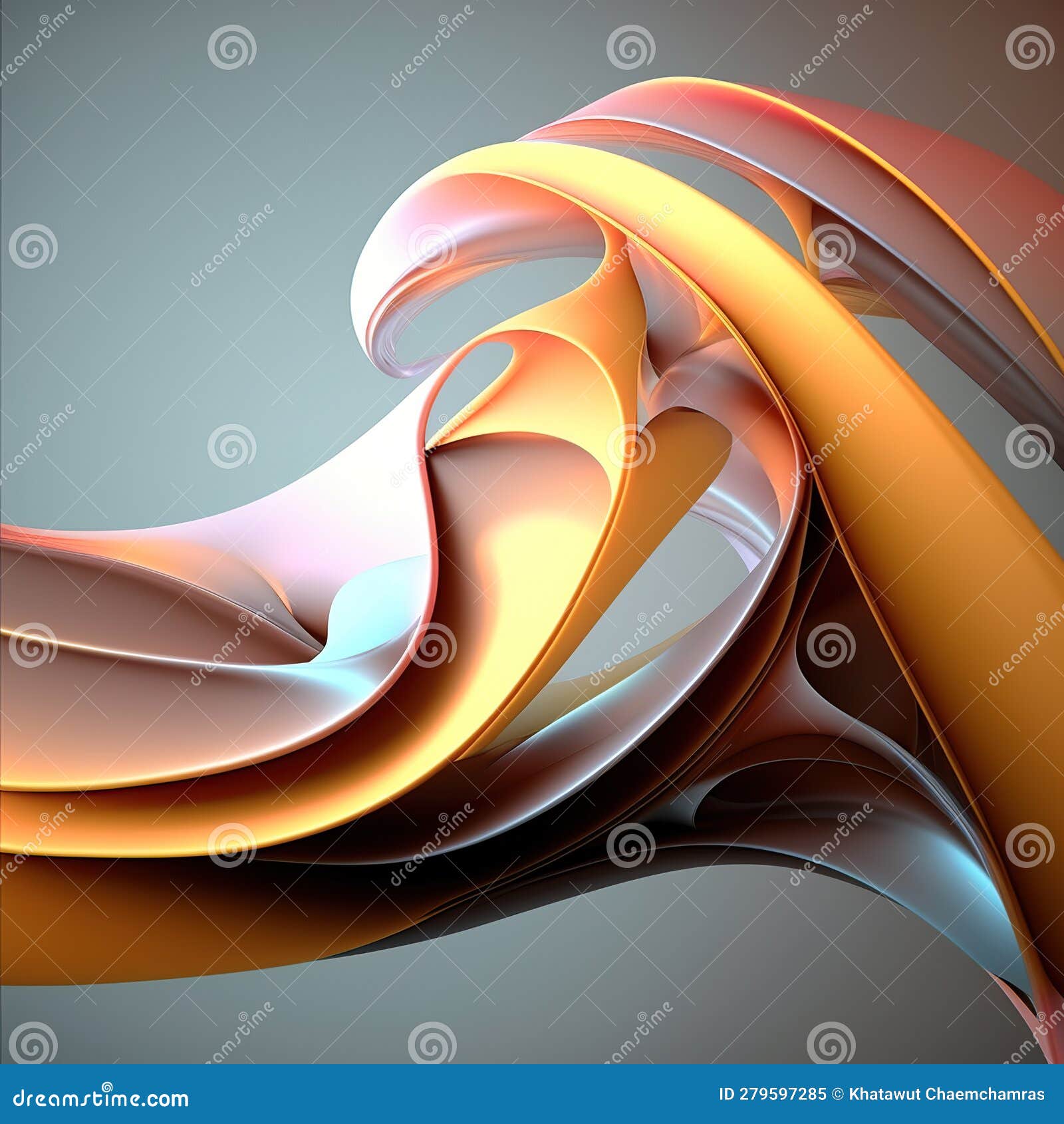 Abstract Orange Shape on Gray Background with Smooth Lines Stock ...