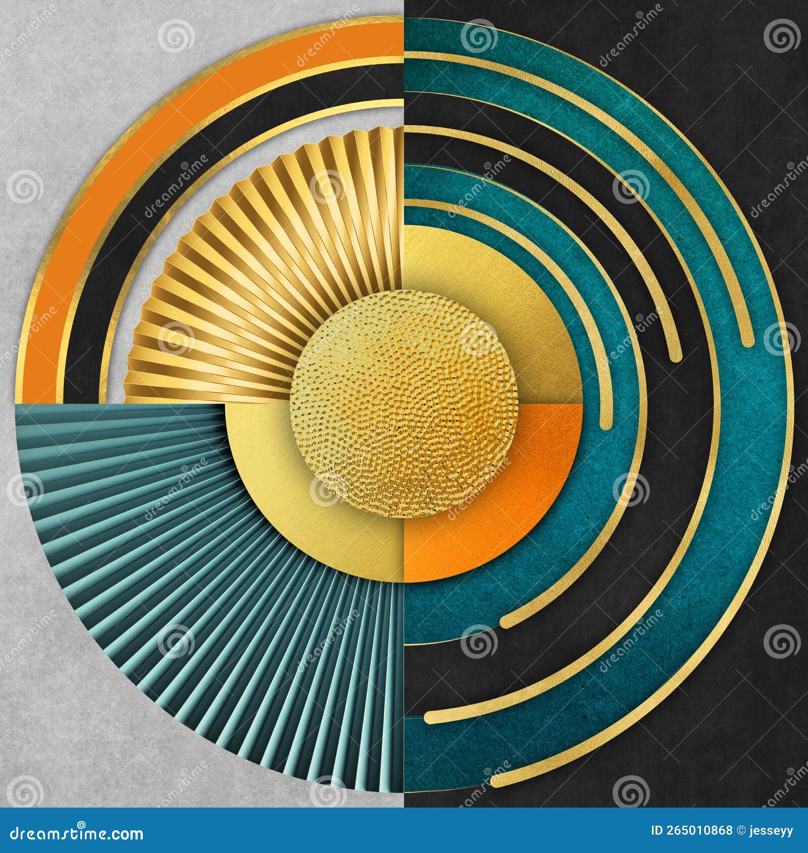 Abstract Orange Solid Geometric Circle Art Pattern, Gray and Black ...