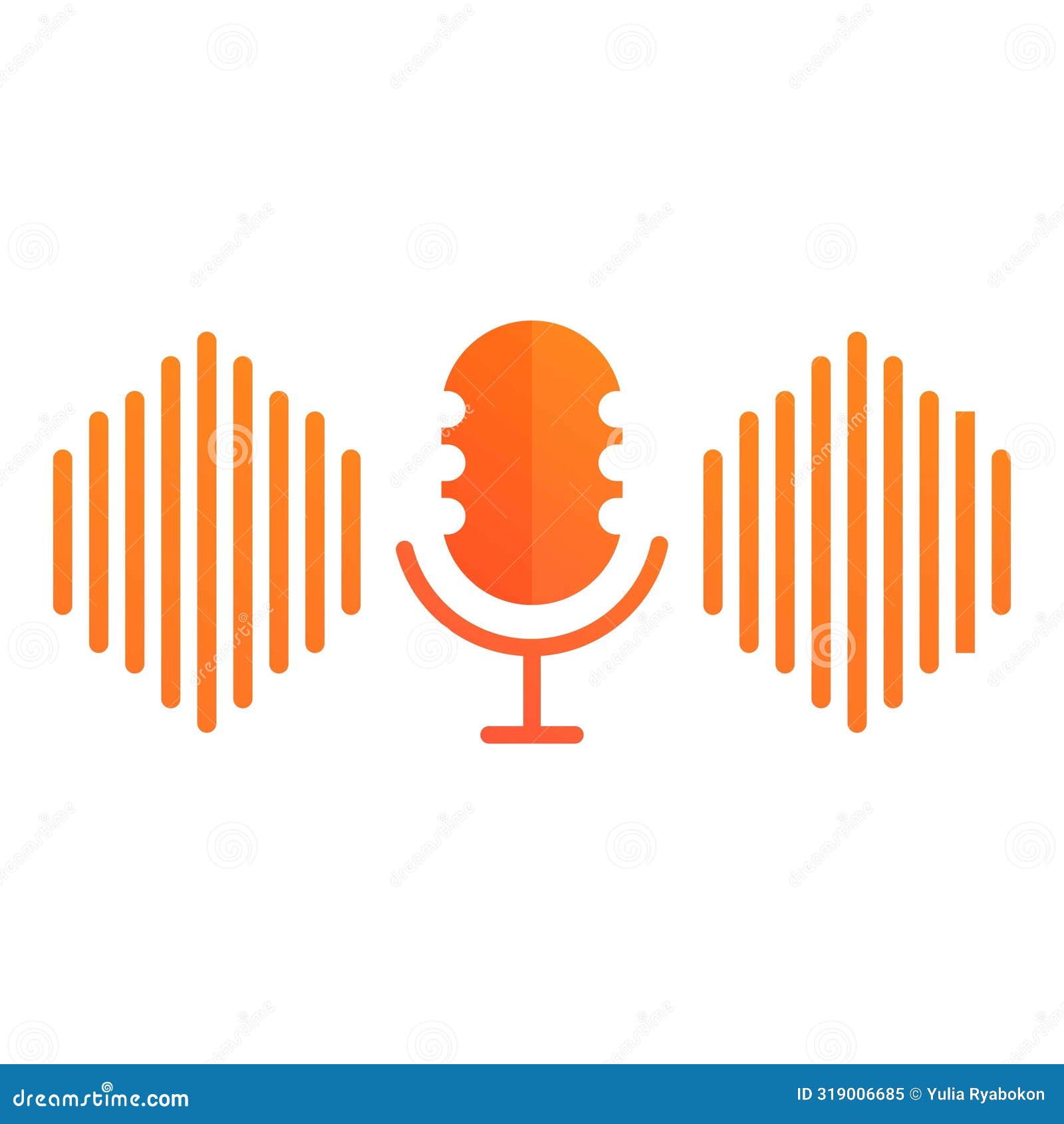 Abstract Orange Sound Wave and Microphone Icon Stock Vector ...