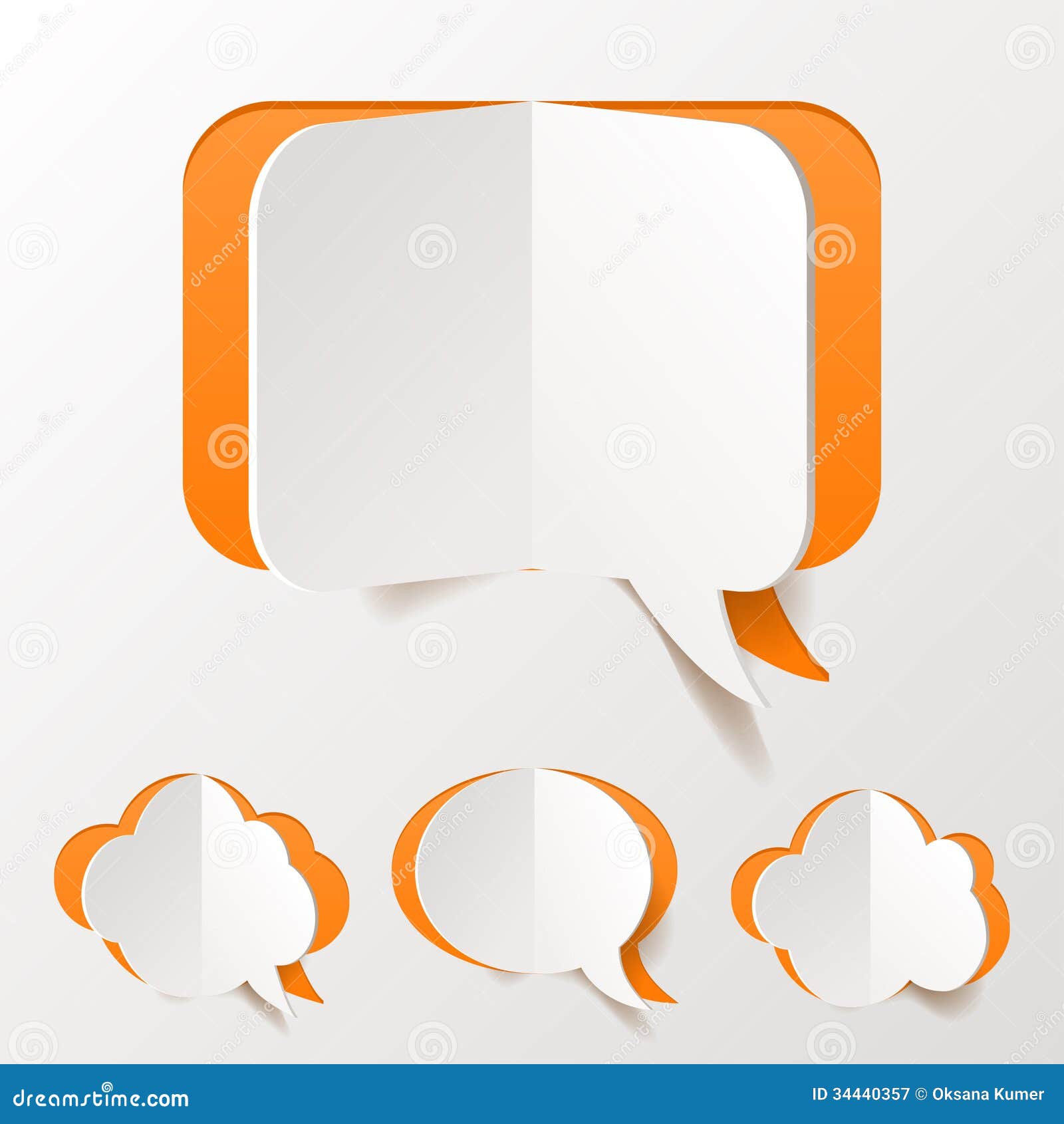 Abstract Orange Speech Bubble Set Cut of Paper Stock Vector ...