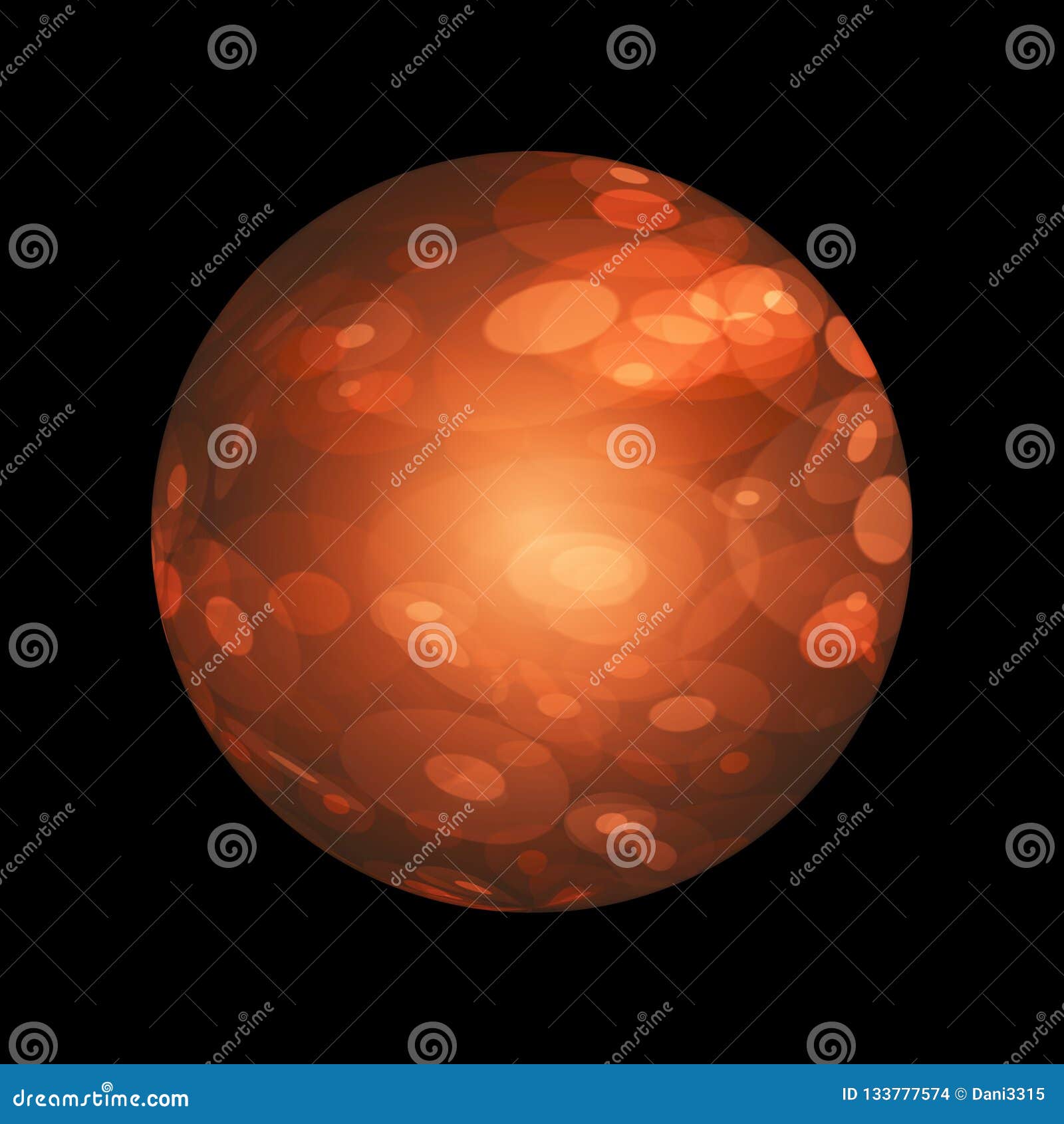 Abstract Orange Sphere Isolated on Black Background Stock Illustration ...