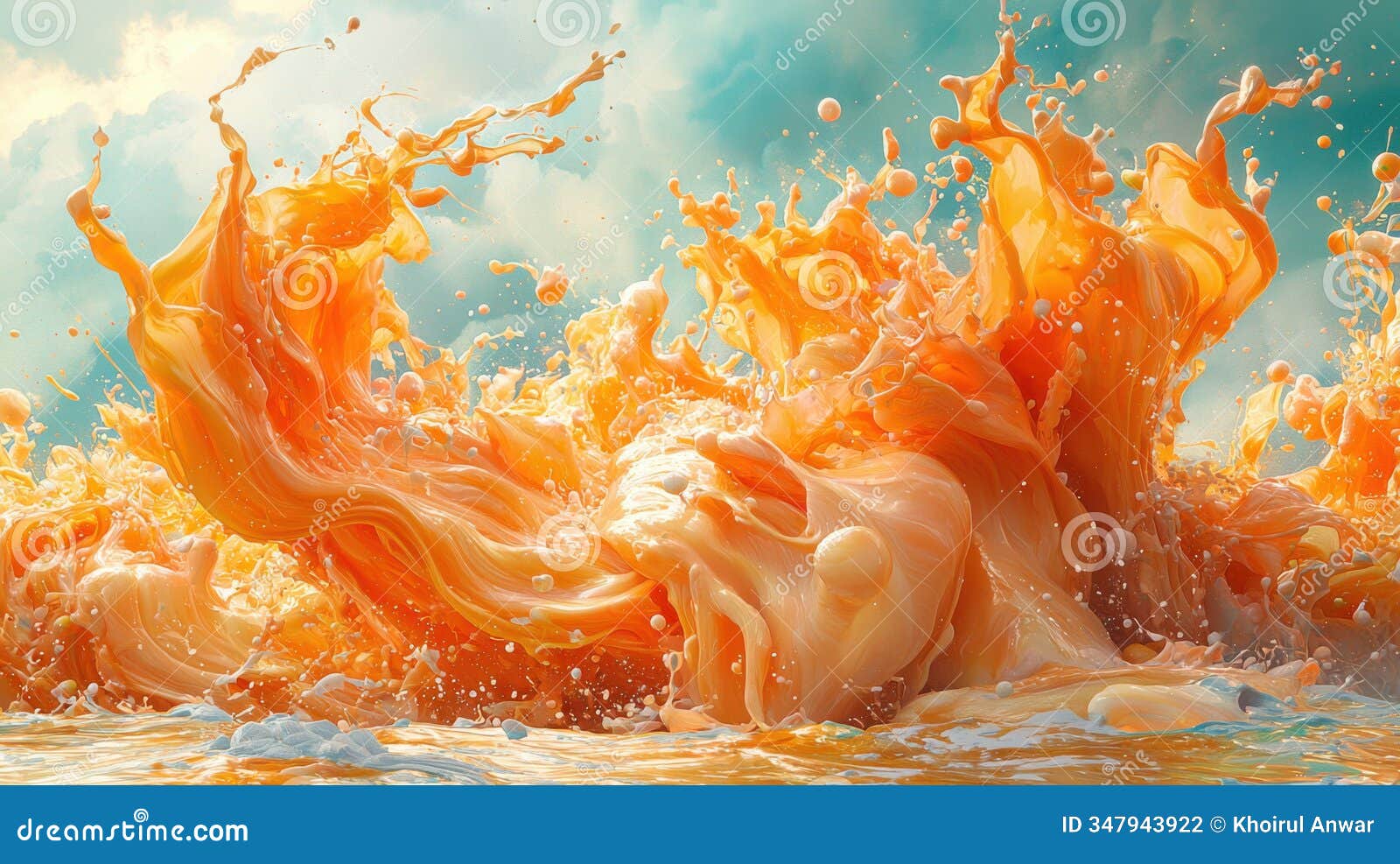 Abstract Orange Splash of Paint, with Splashes of White Stock ...