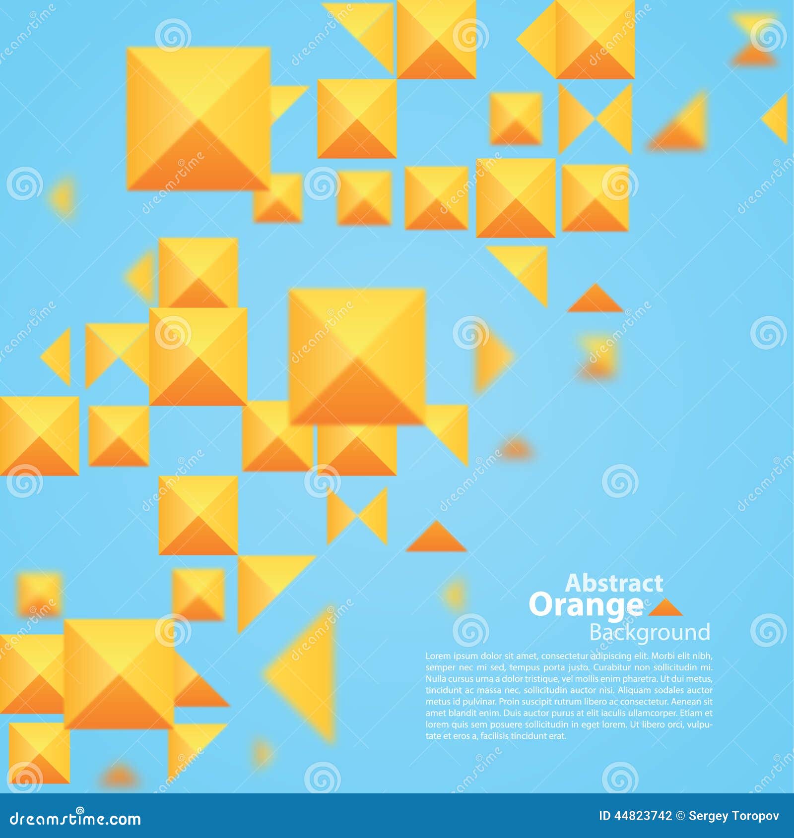Abstract Orange Square on a Blue Background Stock Vector - Illustration ...