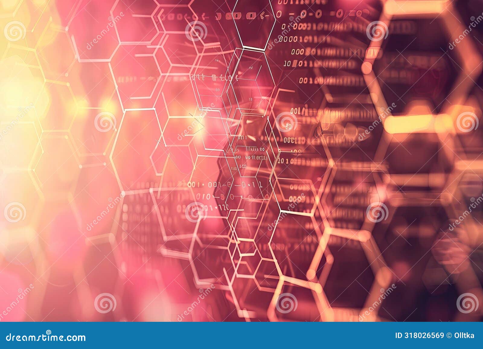 Abstract Orange Technology Hexagonal Background Stock Illustration ...