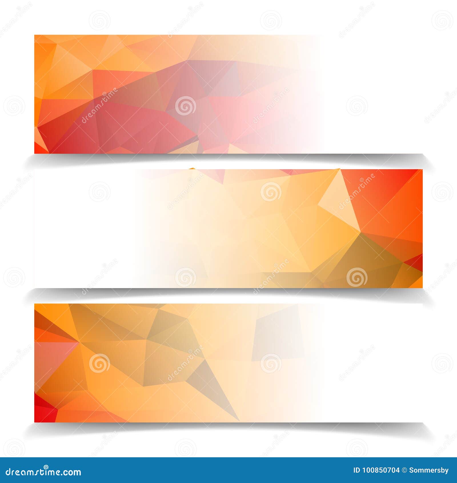 Abstract Orange Triangular Polygonal Banners Set Stock Vector ...