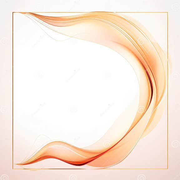 Abstract Orange Wave Background with a Square Frame Stock Illustration ...