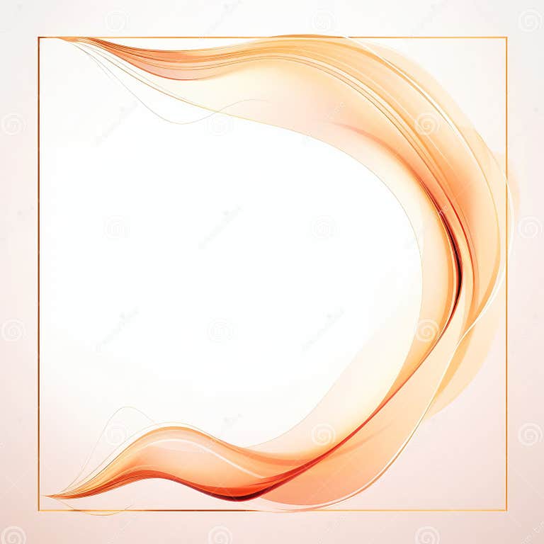 Abstract Orange Wave Background with a Square Frame Stock Illustration ...