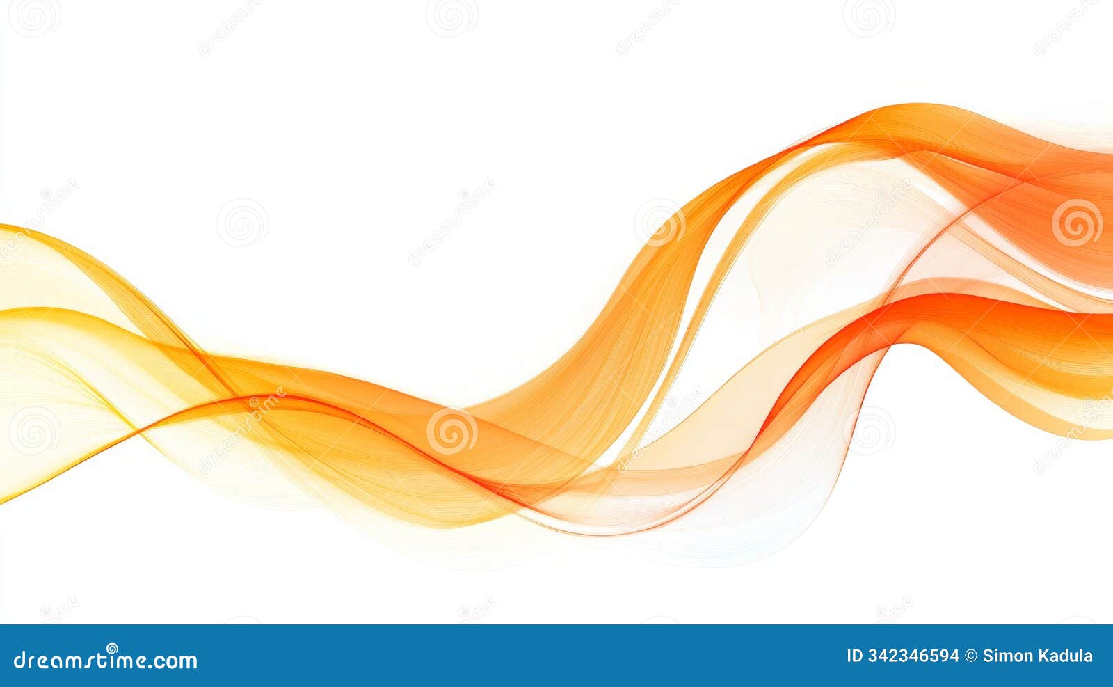Abstract Orange Wavy Shape Flowing on White Background Stock ...