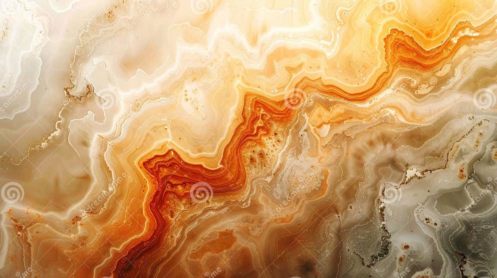 Abstract Orange and White Marble Texture with Swirling Patterns. a High ...