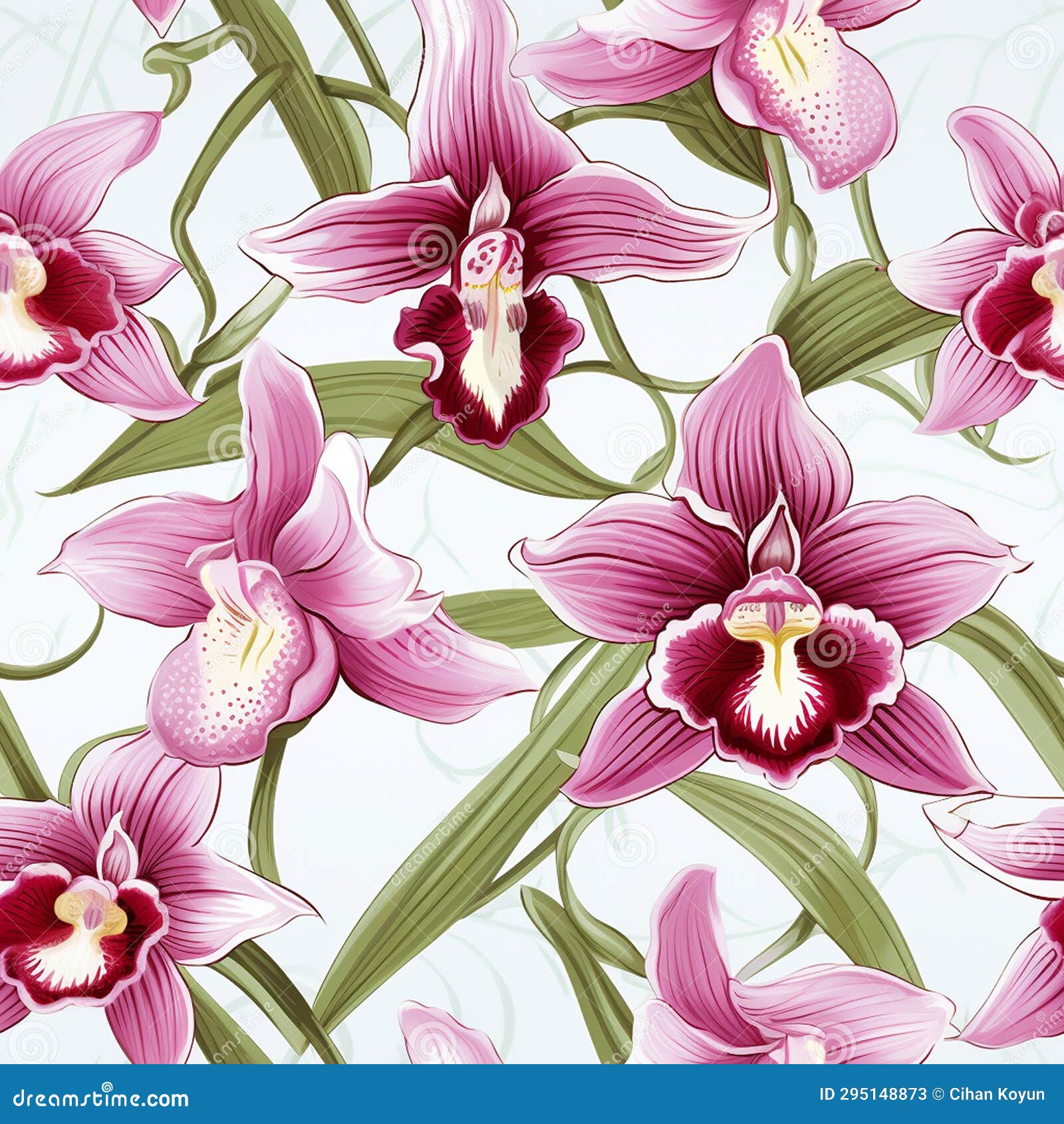 Abstract Orchid Pattern with Geometric Shapes Stock Illustration ...