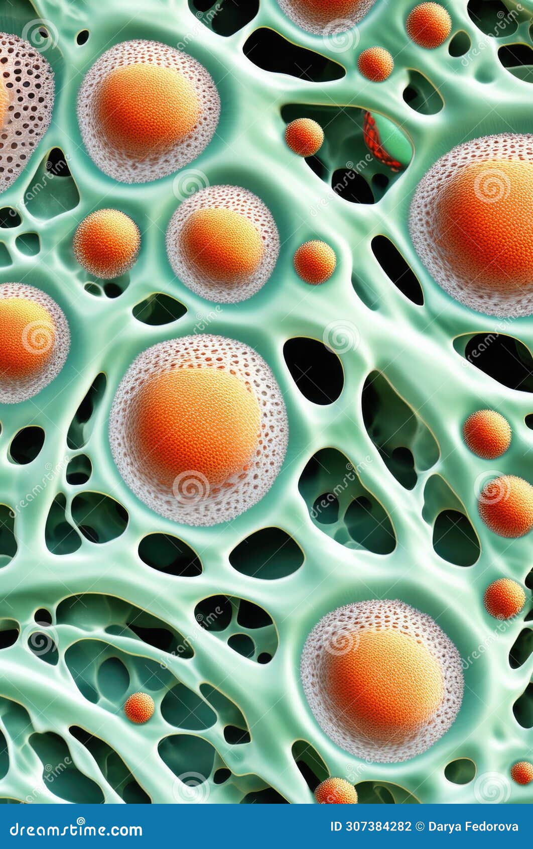 Abstract Organic Cell Structure with Textured Spheres and Network Stock ...
