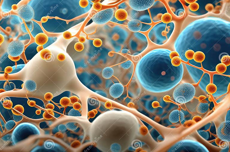 Abstract Organic Cell Structure with Textured Spheres and Network Stock ...