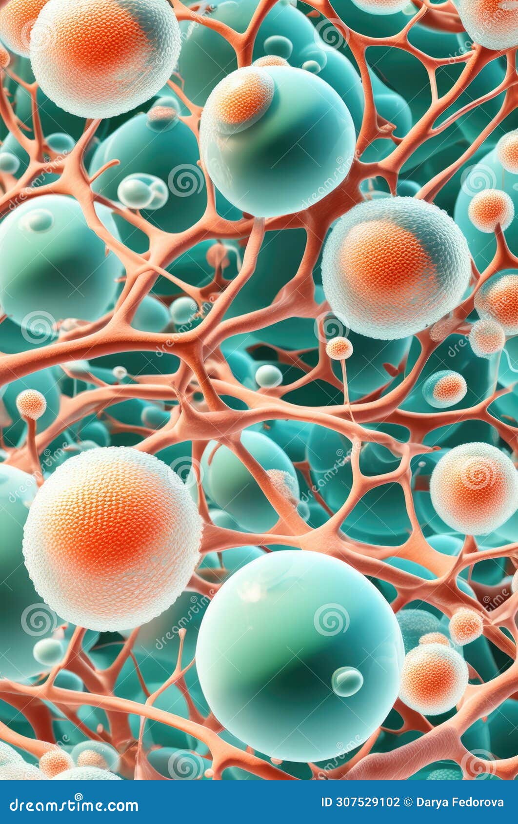 Abstract Organic Cell Structure with Textured Spheres and Network Stock ...