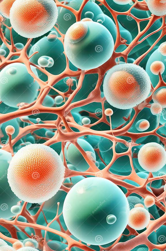 Abstract Organic Cell Structure with Textured Spheres and Network Stock ...