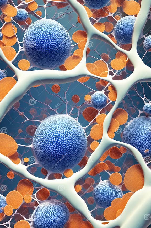 Abstract Organic Cell Structure with Textured Spheres and Network Stock ...