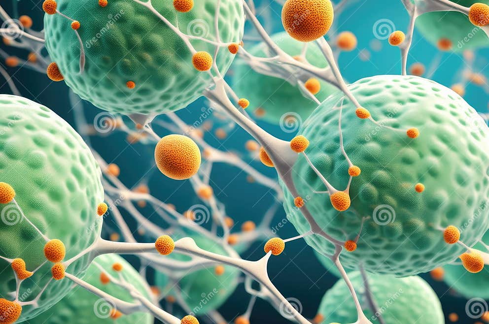 Abstract Organic Cell Structure with Textured Spheres and Network Stock ...