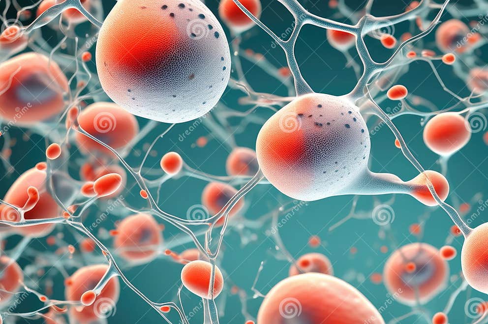 Abstract Organic Cell Structure with Textured Spheres and Network Stock ...