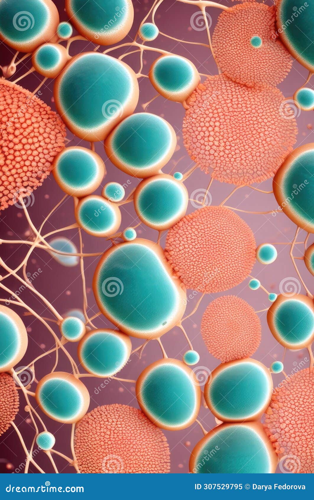 Abstract Organic Cell Structure with Textured Spheres and Network Stock ...