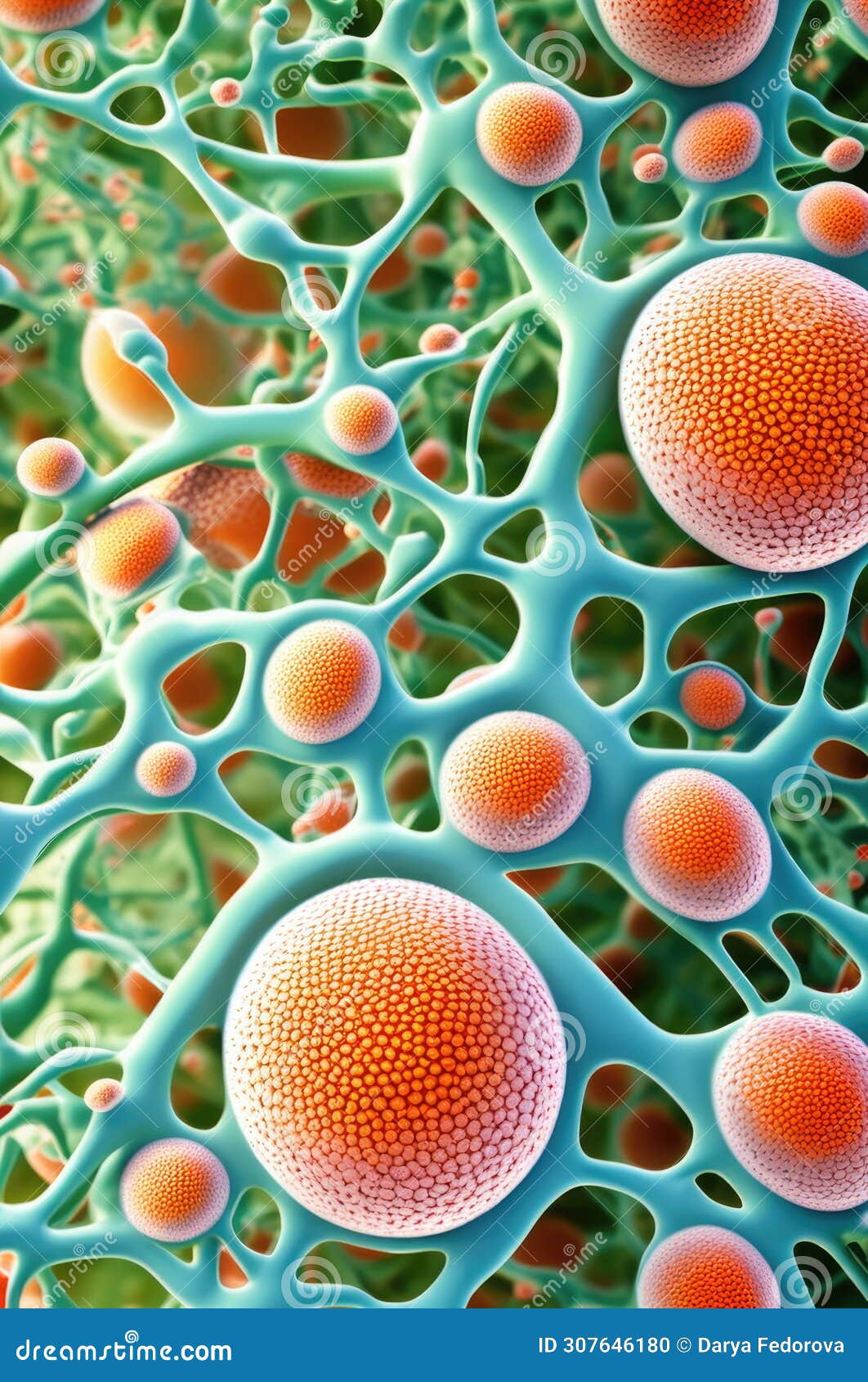 Abstract Organic Cell Structure with Textured Spheres and Network Stock ...