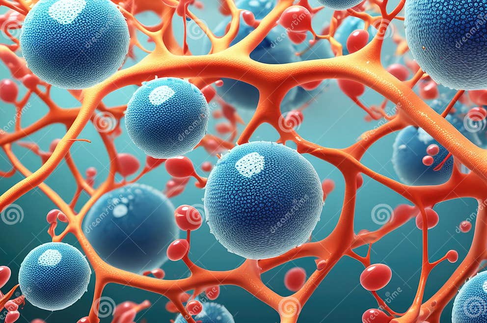 Abstract Organic Cell Structure with Textured Spheres and Network Stock ...