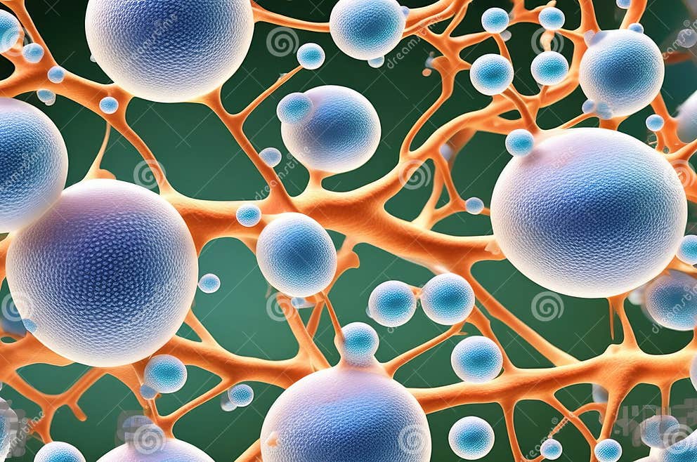 Abstract Organic Cell Structure with Textured Spheres and Network Stock ...