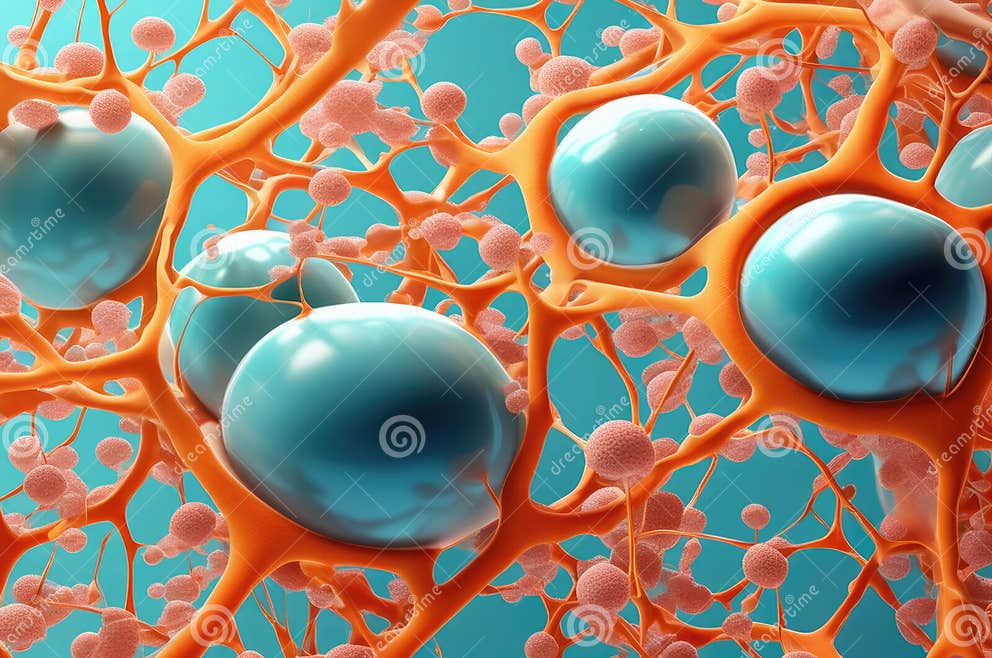 Abstract Organic Cell Structure with Textured Spheres and Network Stock ...