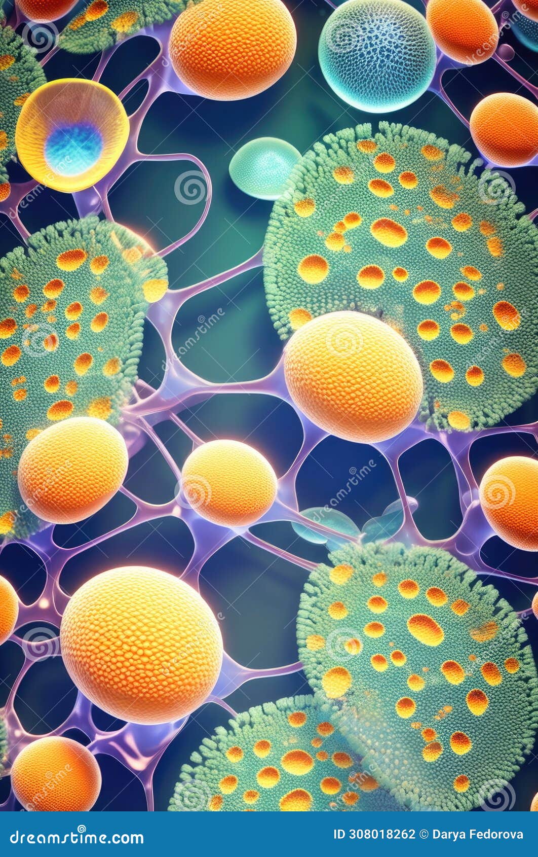Abstract Organic Cell Structure with Textured Spheres and Network Stock ...