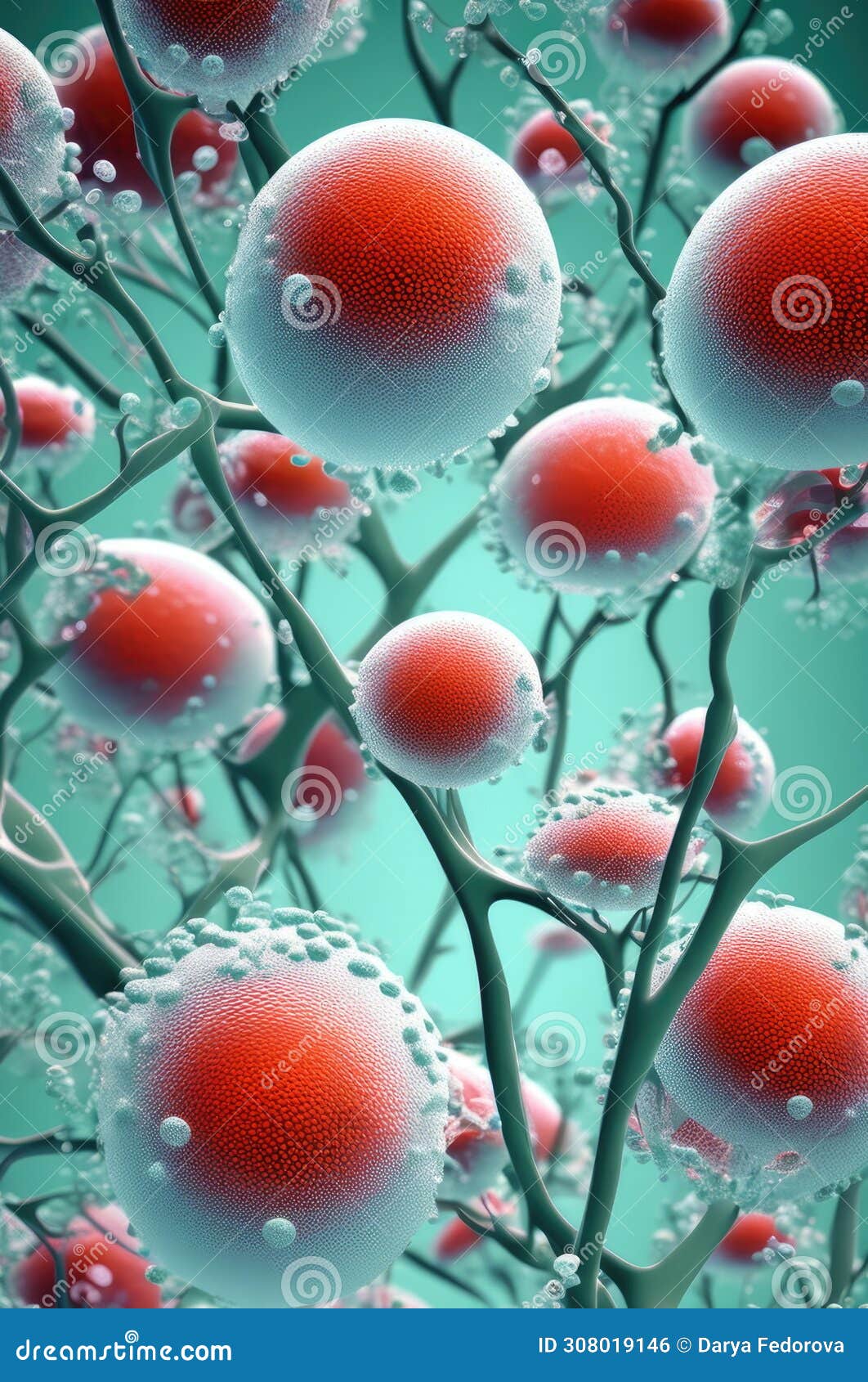 Abstract Organic Cell Structure with Textured Spheres and Network Stock ...