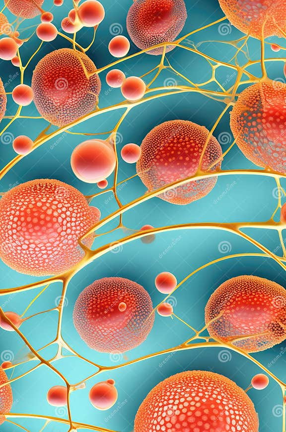 Abstract Organic Cell Structure with Textured Spheres and Network Stock ...
