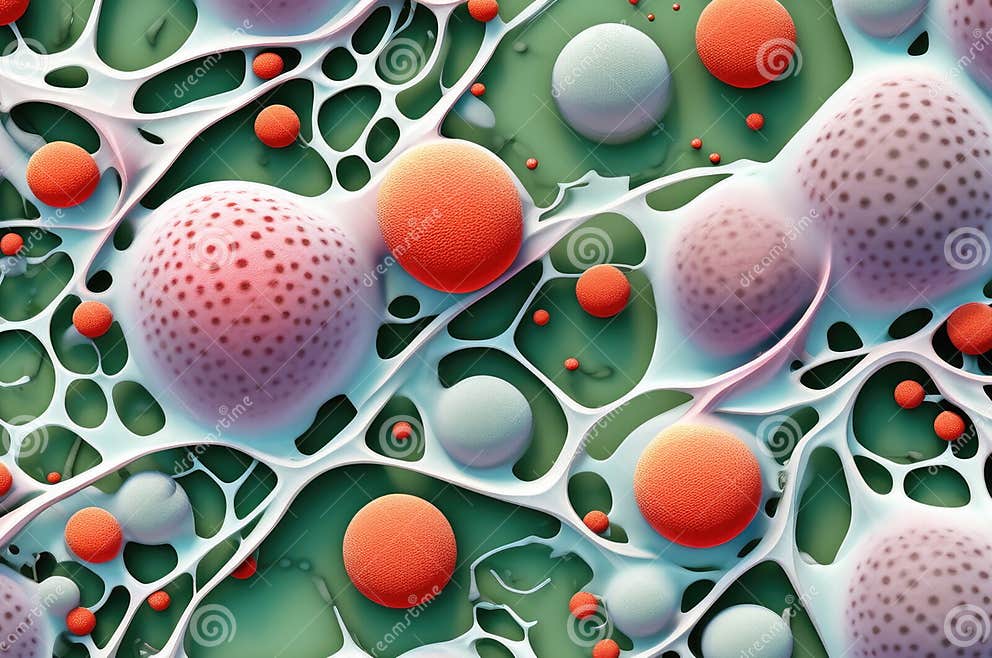 Abstract Organic Cell Structure with Textured Spheres and Network Stock ...