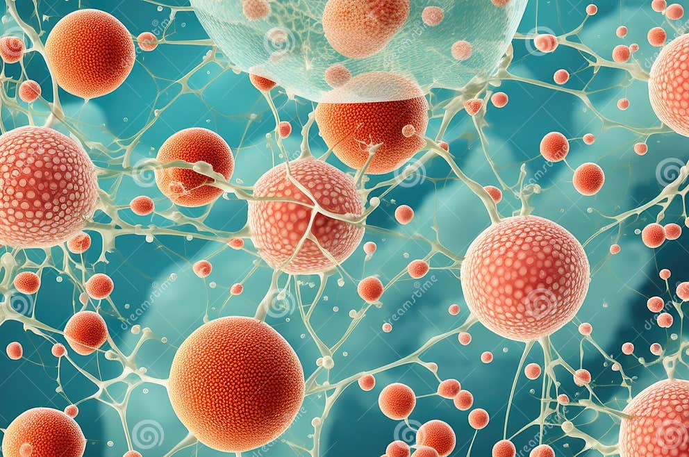 Abstract Organic Cell Structure with Textured Spheres and Network Stock ...