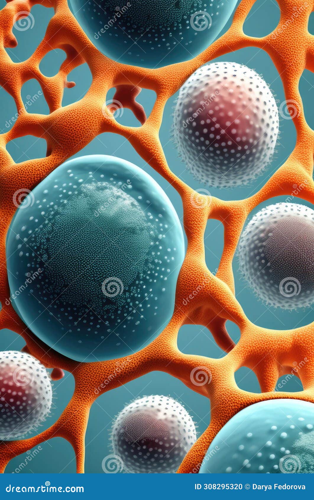 Abstract Organic Cell Structure with Textured Spheres and Network Stock ...
