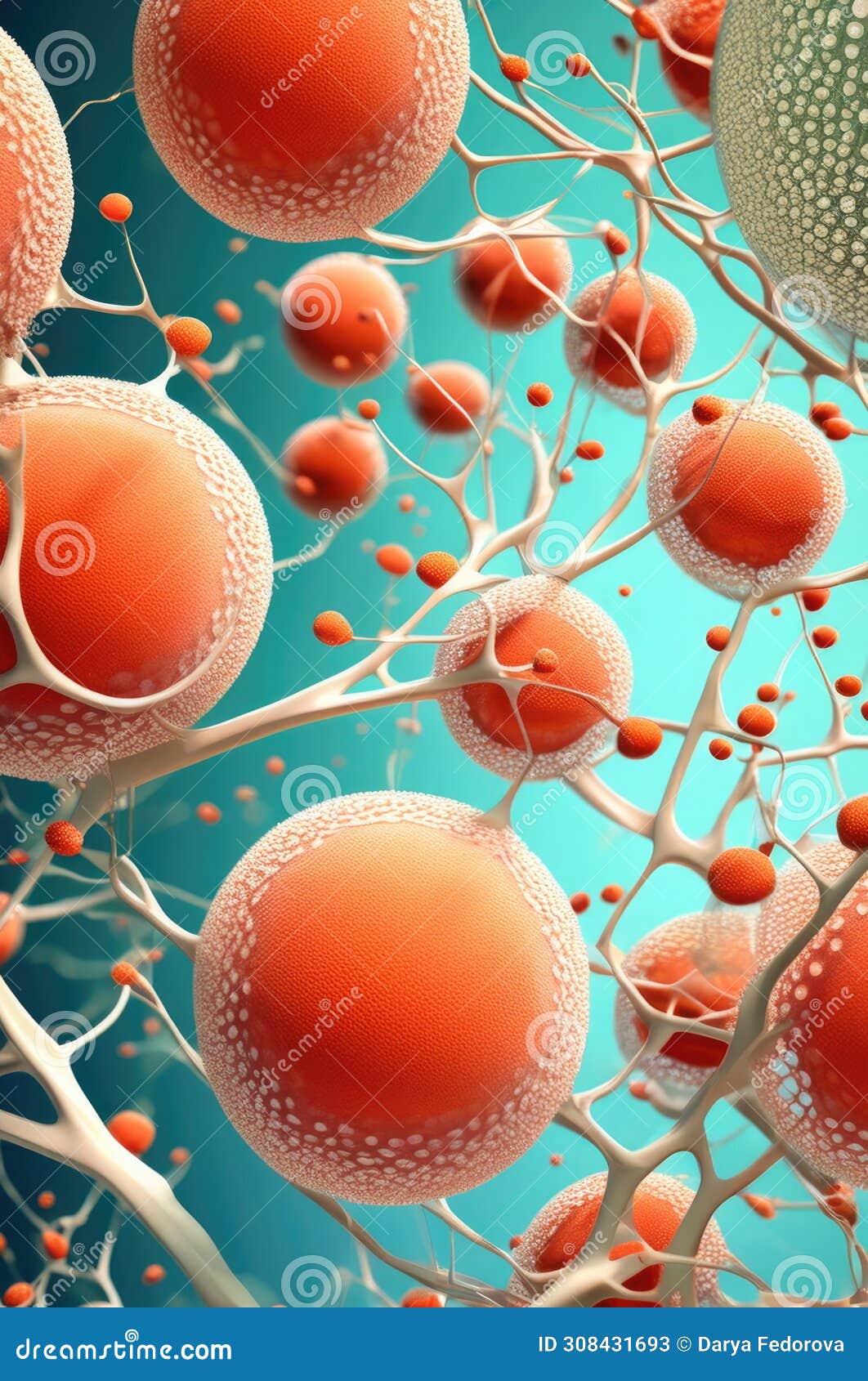 Abstract Organic Cell Structure with Textured Spheres and Network Stock ...