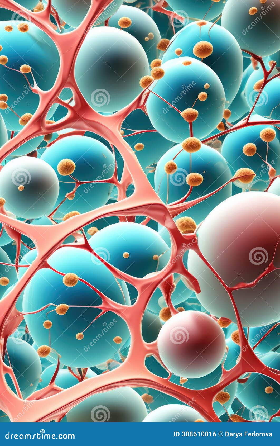 Abstract Organic Cell Structure with Textured Spheres and Network Stock ...
