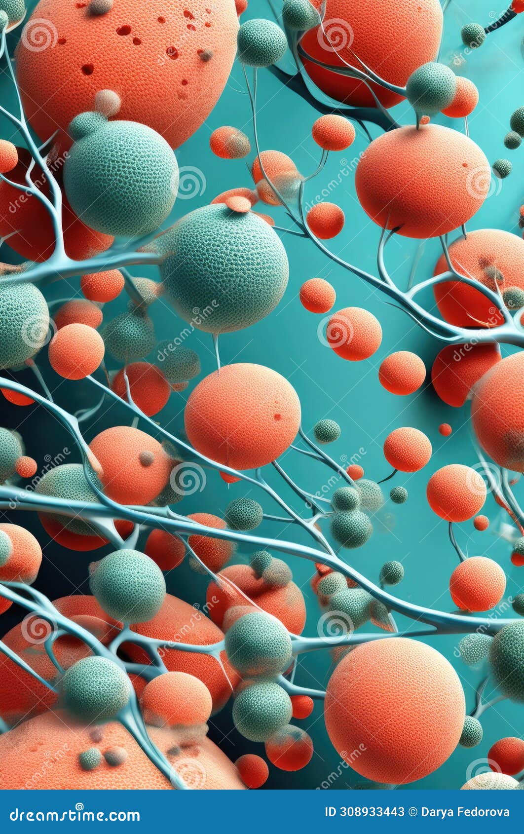 Abstract Organic Cell Structure with Textured Spheres and Network Stock ...