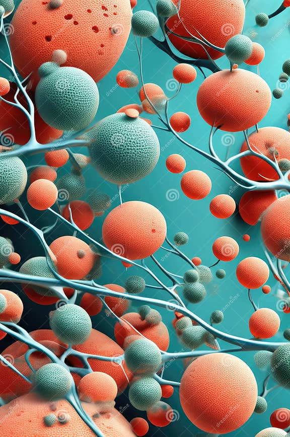 Abstract Organic Cell Structure with Textured Spheres and Network Stock ...